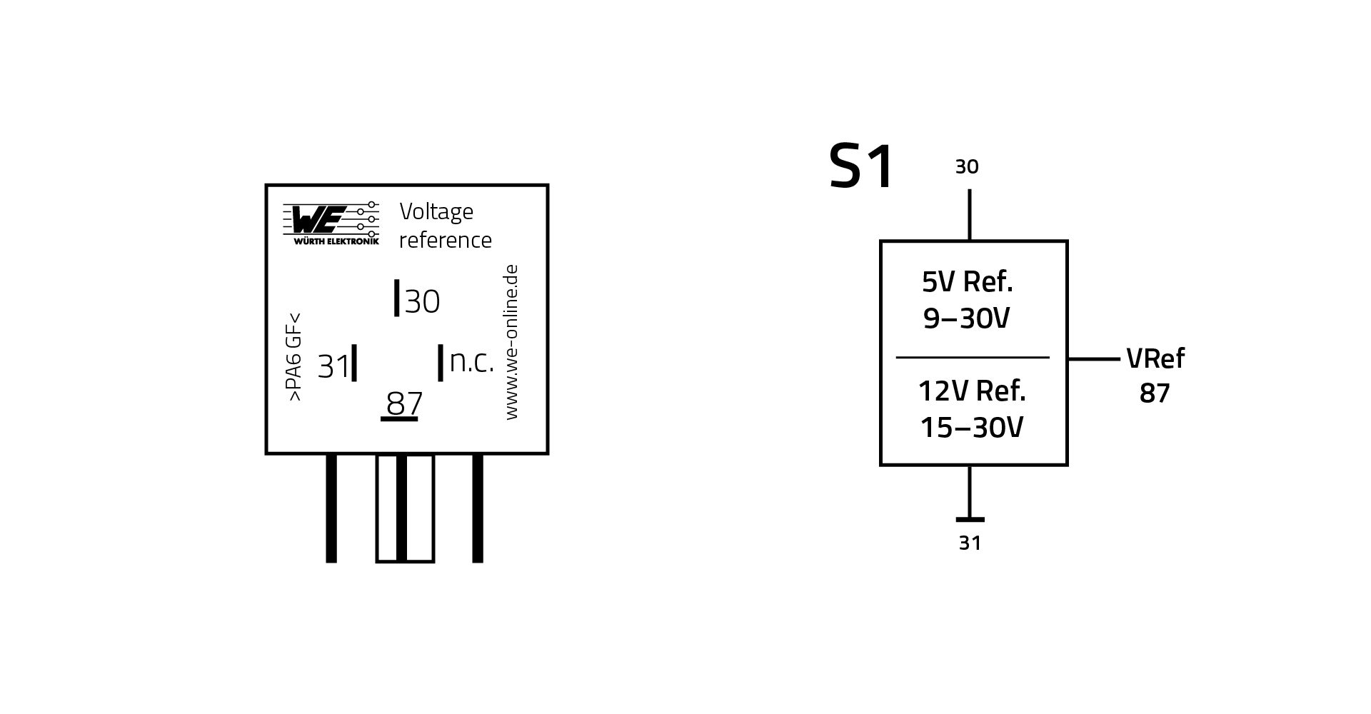 Reference voltage modules (5 V / 12 V versions) for 500 mA