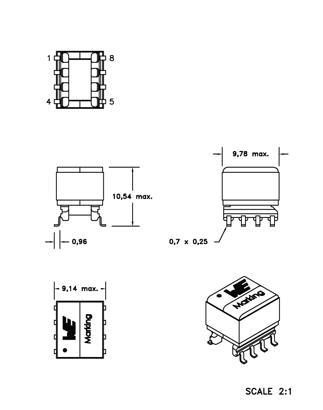 WE-FB Flyback Transformer suitable for LT3573/ LT3574/ LT3575/ LT3748 ...
